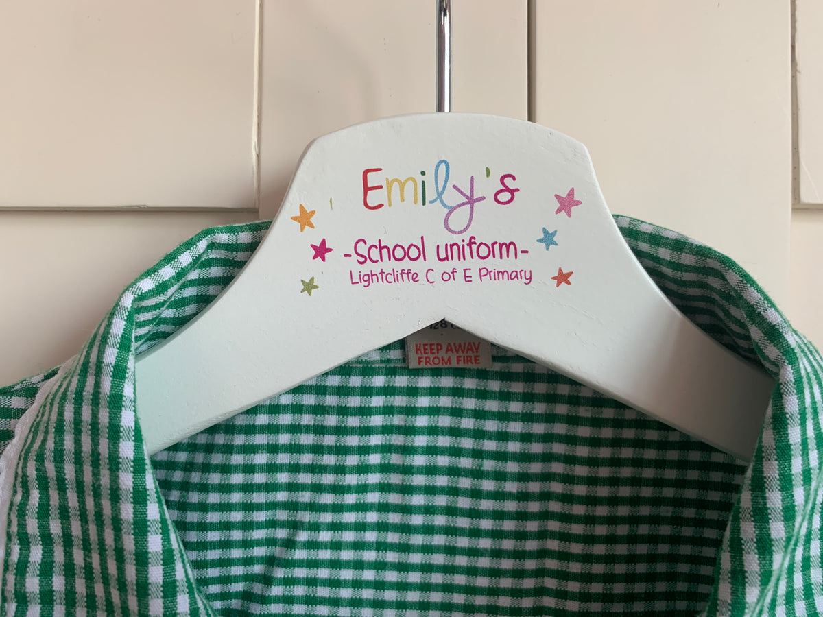 Personalised school uniform hanger – Keepsake Blocks